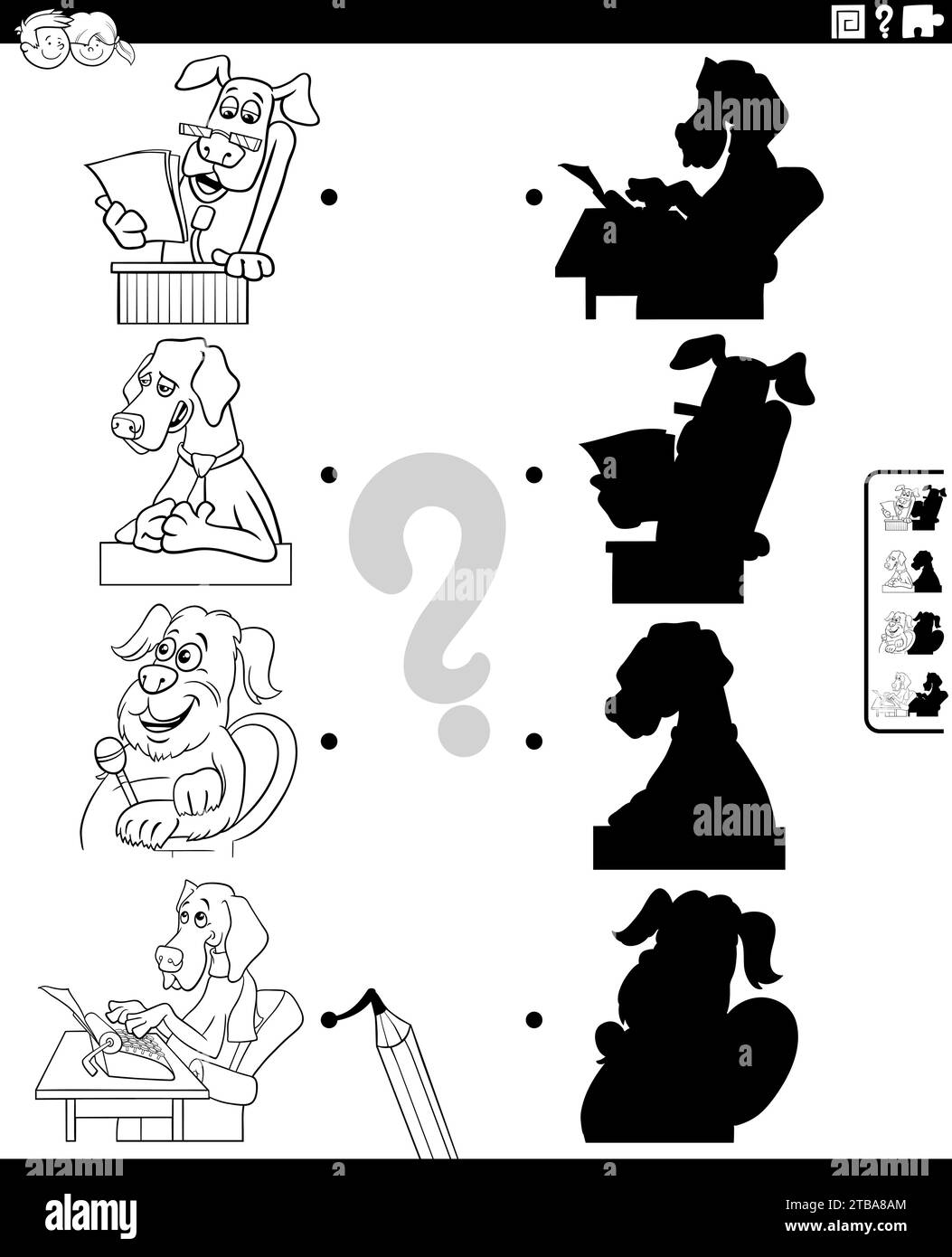 Cartoon illustration of match the right shadows with pictures ...