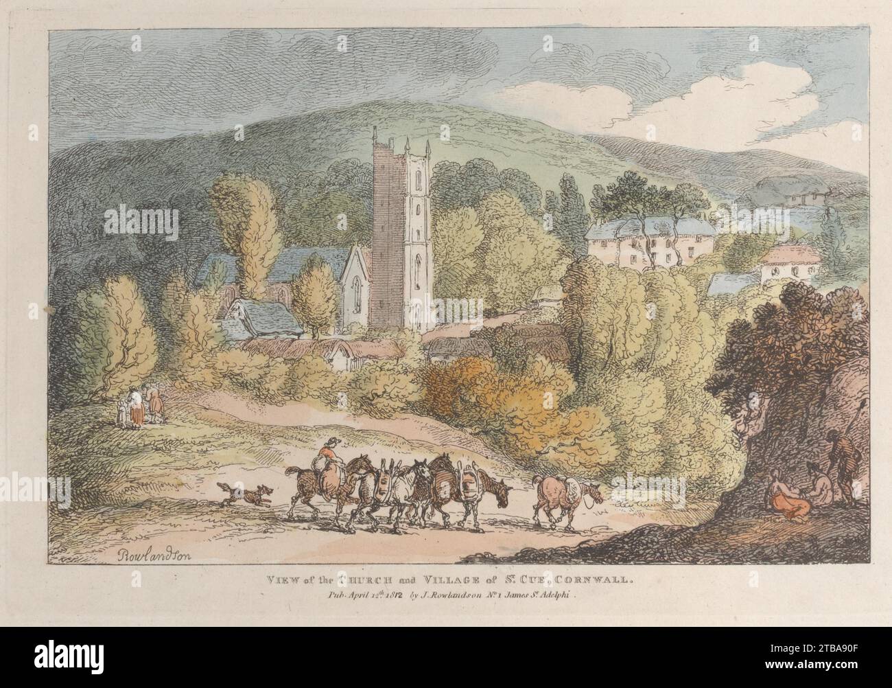 View of the Church and Village of St. Cue, Cornwall 1959 by Thomas ...