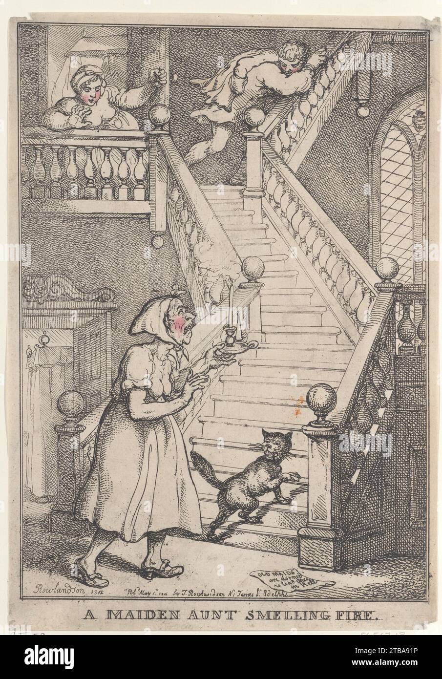 A Maiden Aunt Smelling Fire 1956 by Thomas Rowlandson Stock Photo - Alamy