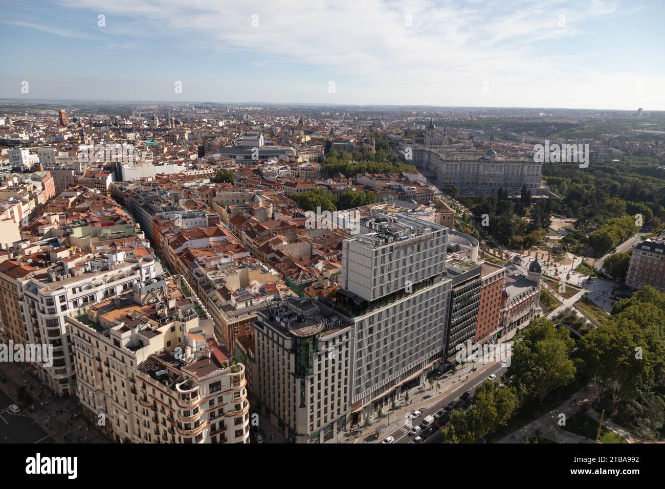 Panoramic view of the city of Madrid from the Riu Hotel rooftop Stock ...