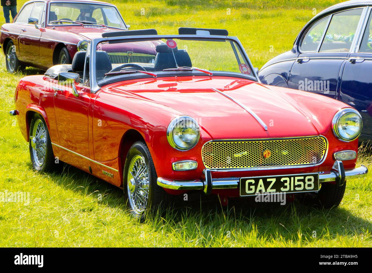 vintage red british MG midget sports car Stock Photo - Alamy