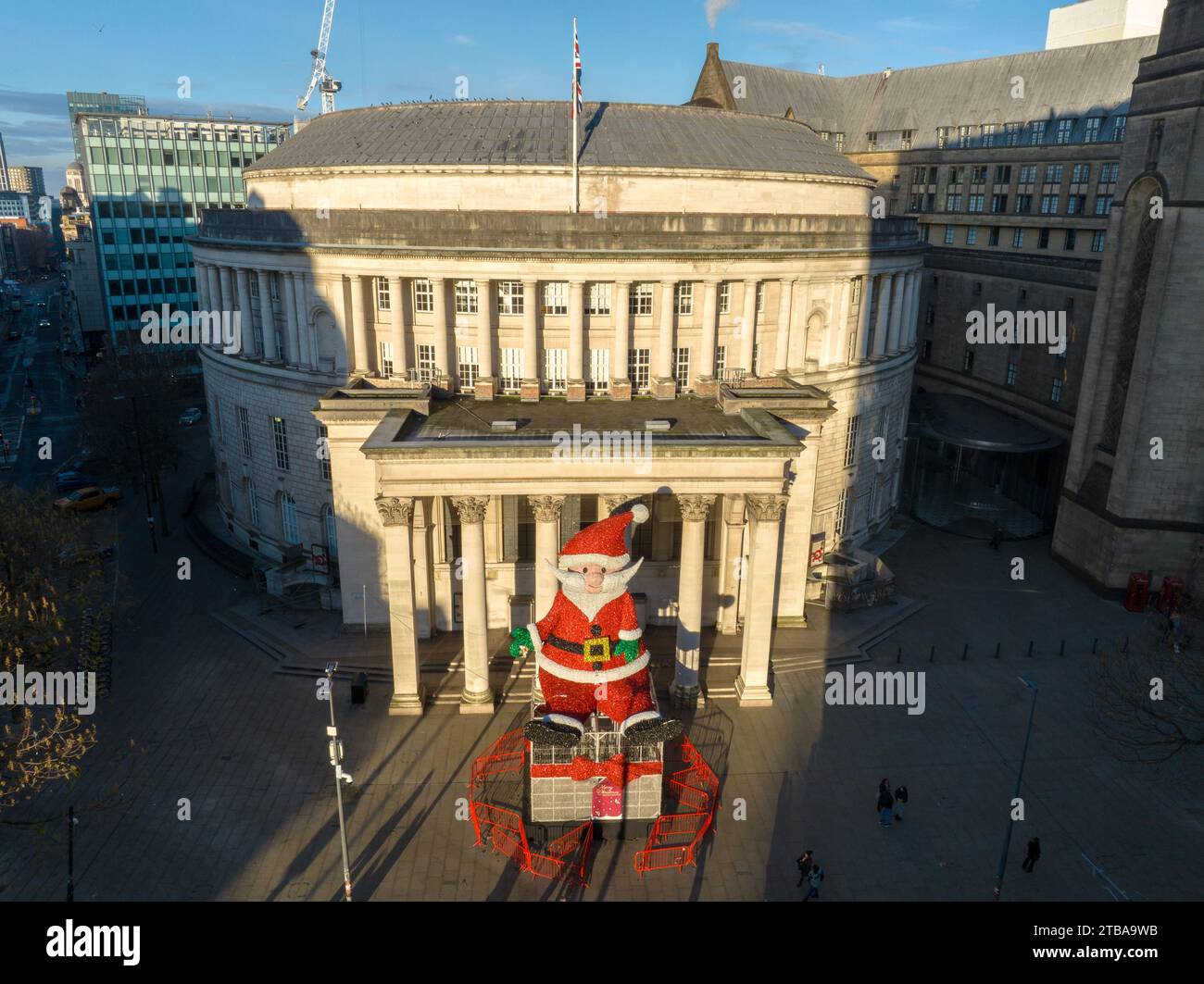 Aerial Photograph of Giant Santa Outside Central Library, Manchester 3 ...