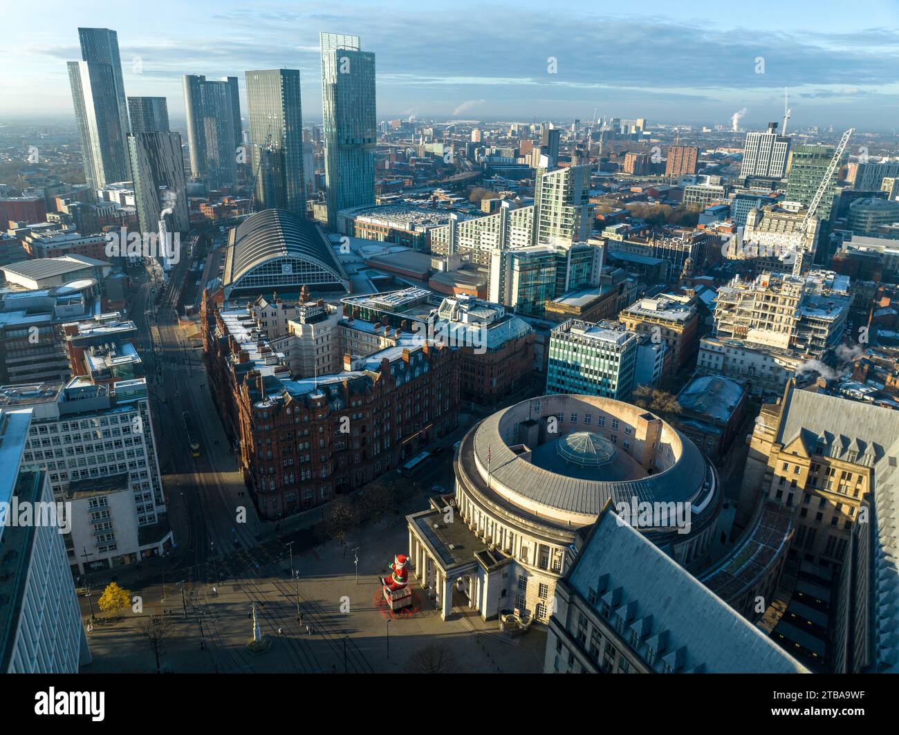 Aerial Photograph of Giant Santa Outside Central Library, Manchester 2 ...