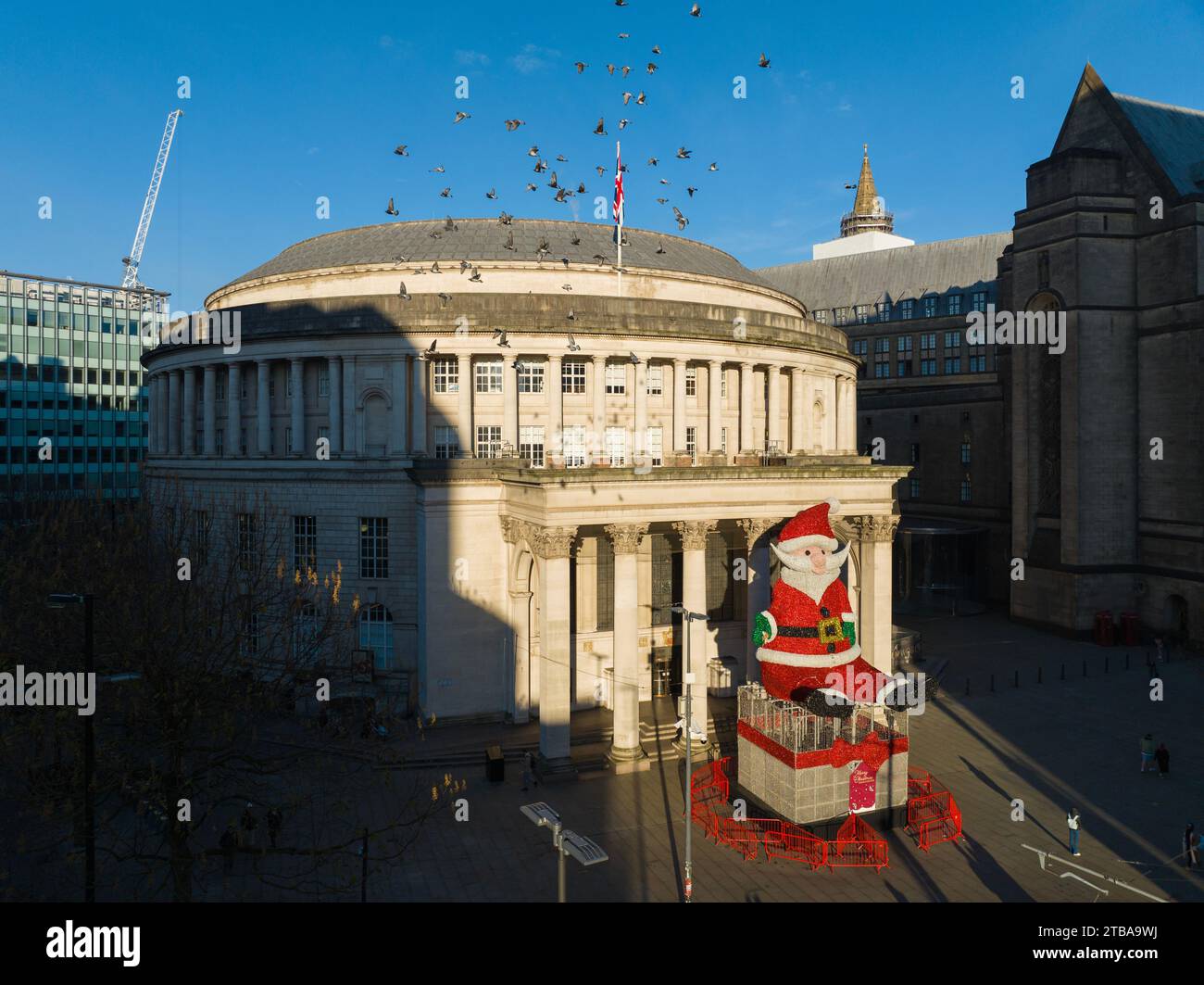 Aerial Photograph of Giant Santa Outside Central Library, Manchester 1 ...