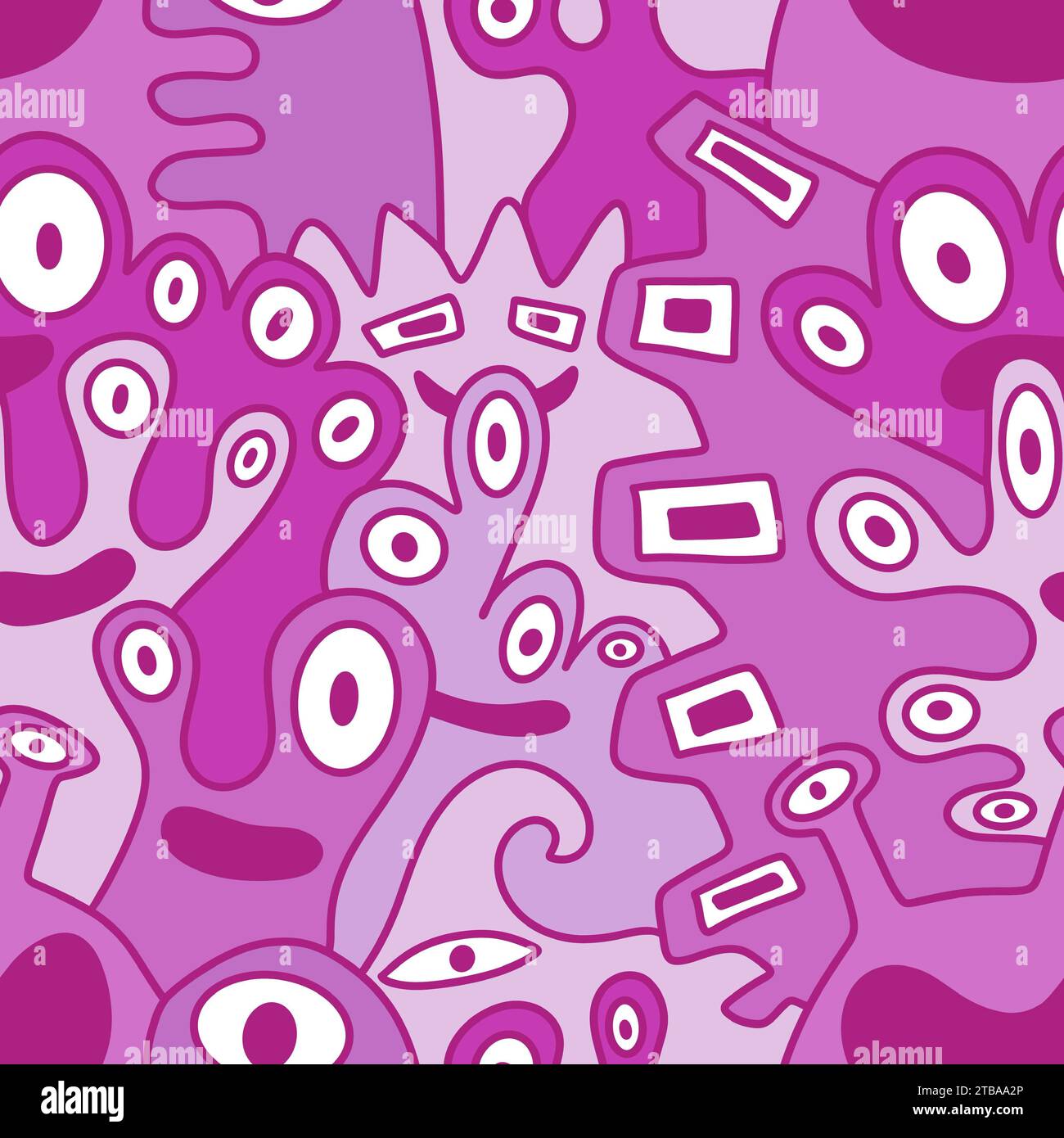 Cartoon retro monsters seamless Halloween pattern for wrapping paper ...