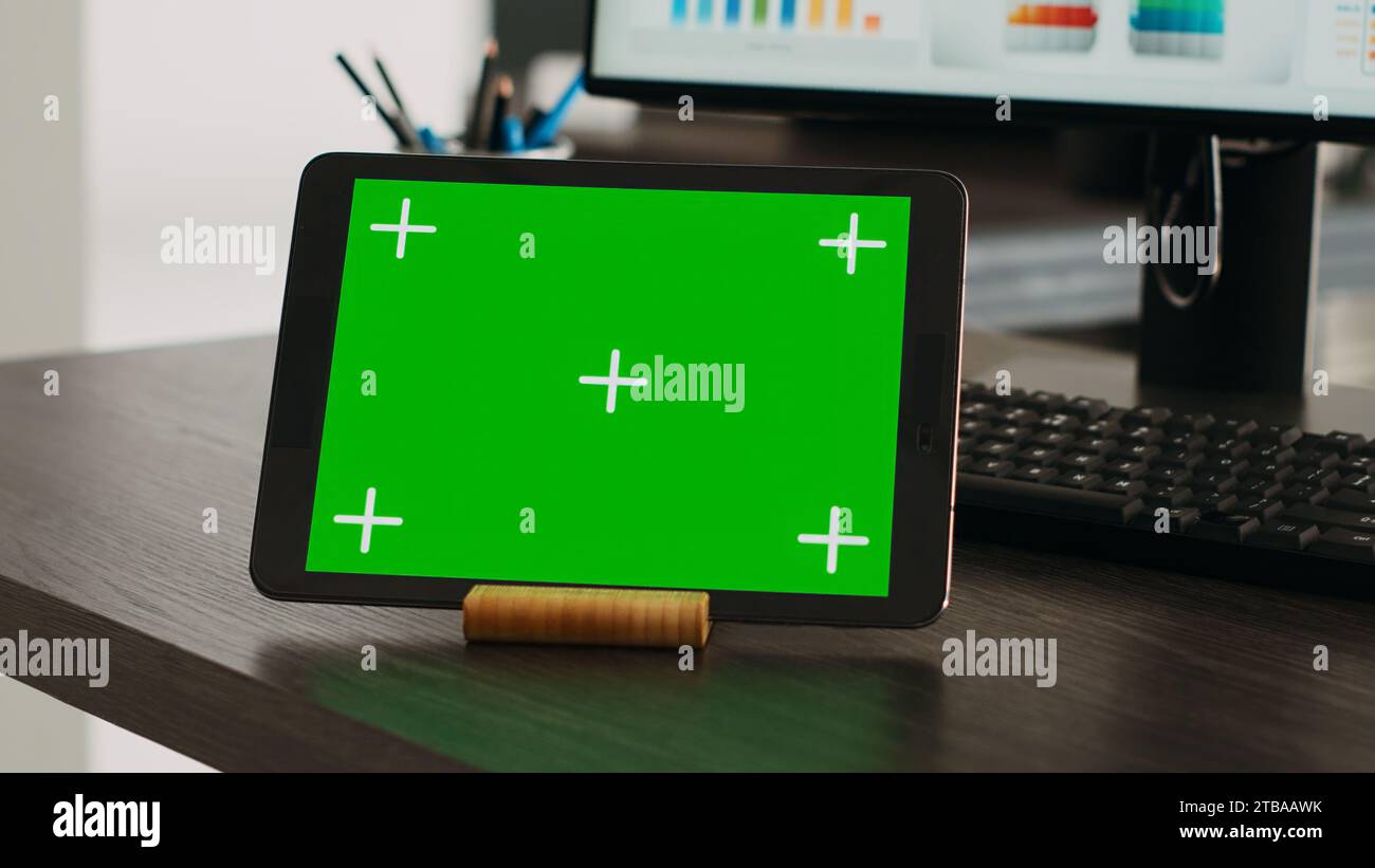 Greenscreen projection on interactive tablet with chromakey theme ...