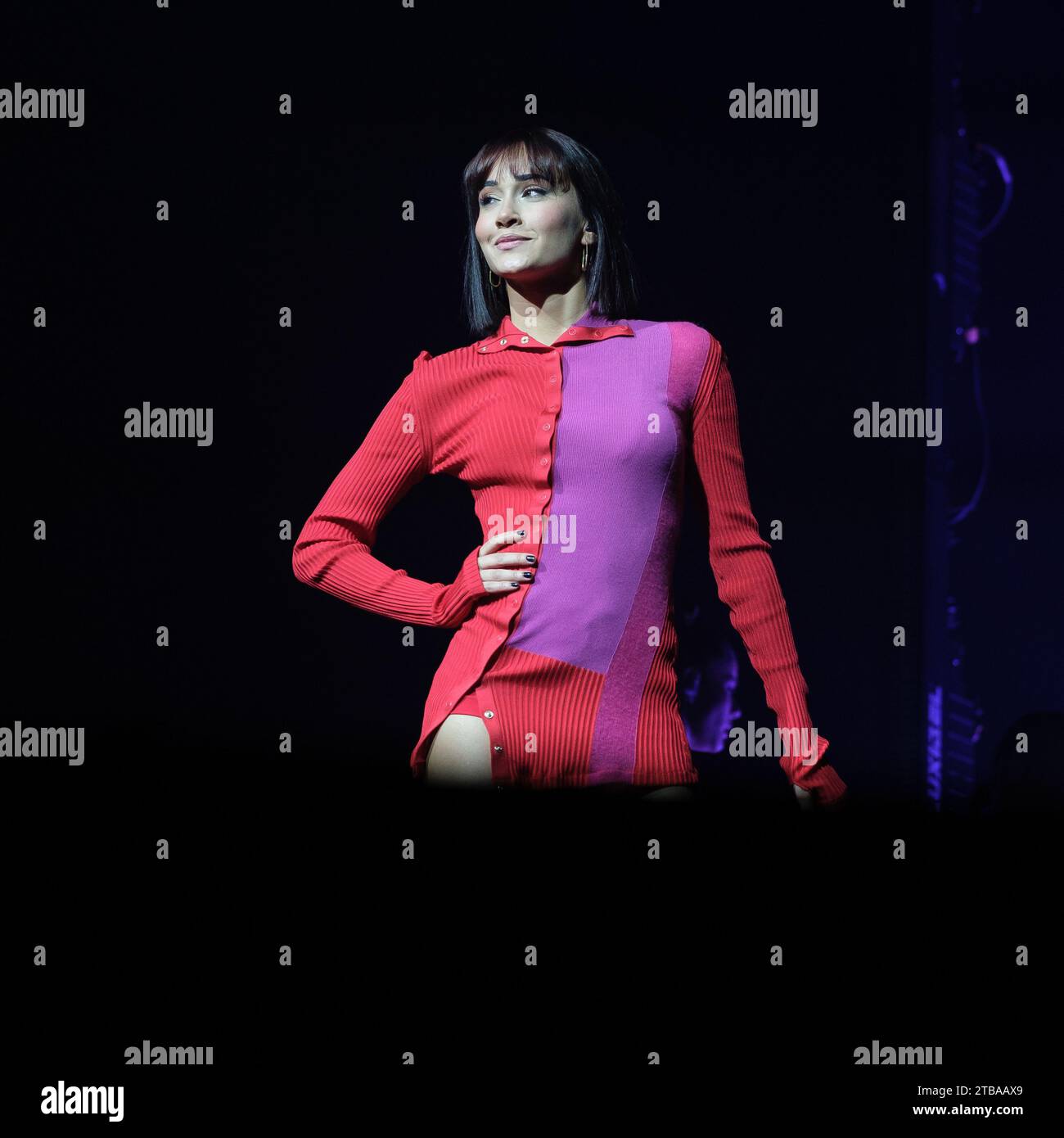 Singer Aitana performs during alphaTour concert at the WiZink Center ...