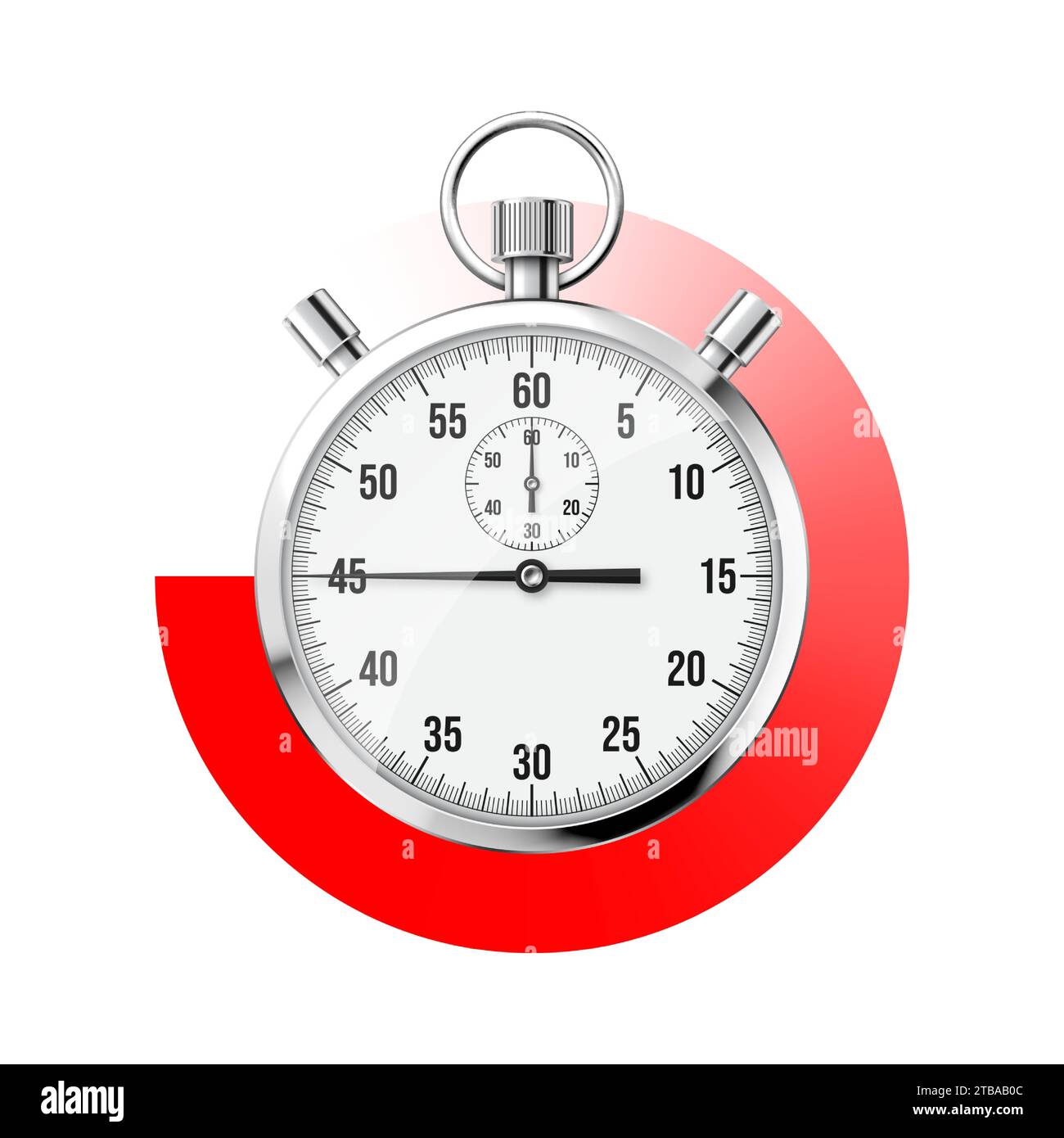 Realistic classic stopwatch. Shiny metal chronometer, time counter with ...