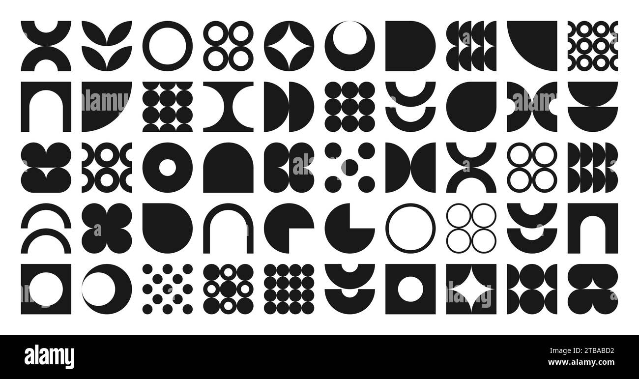 Brutalist geometric shapes, symbols. Simple primitive elements and forms. Bauhaus retro design ...