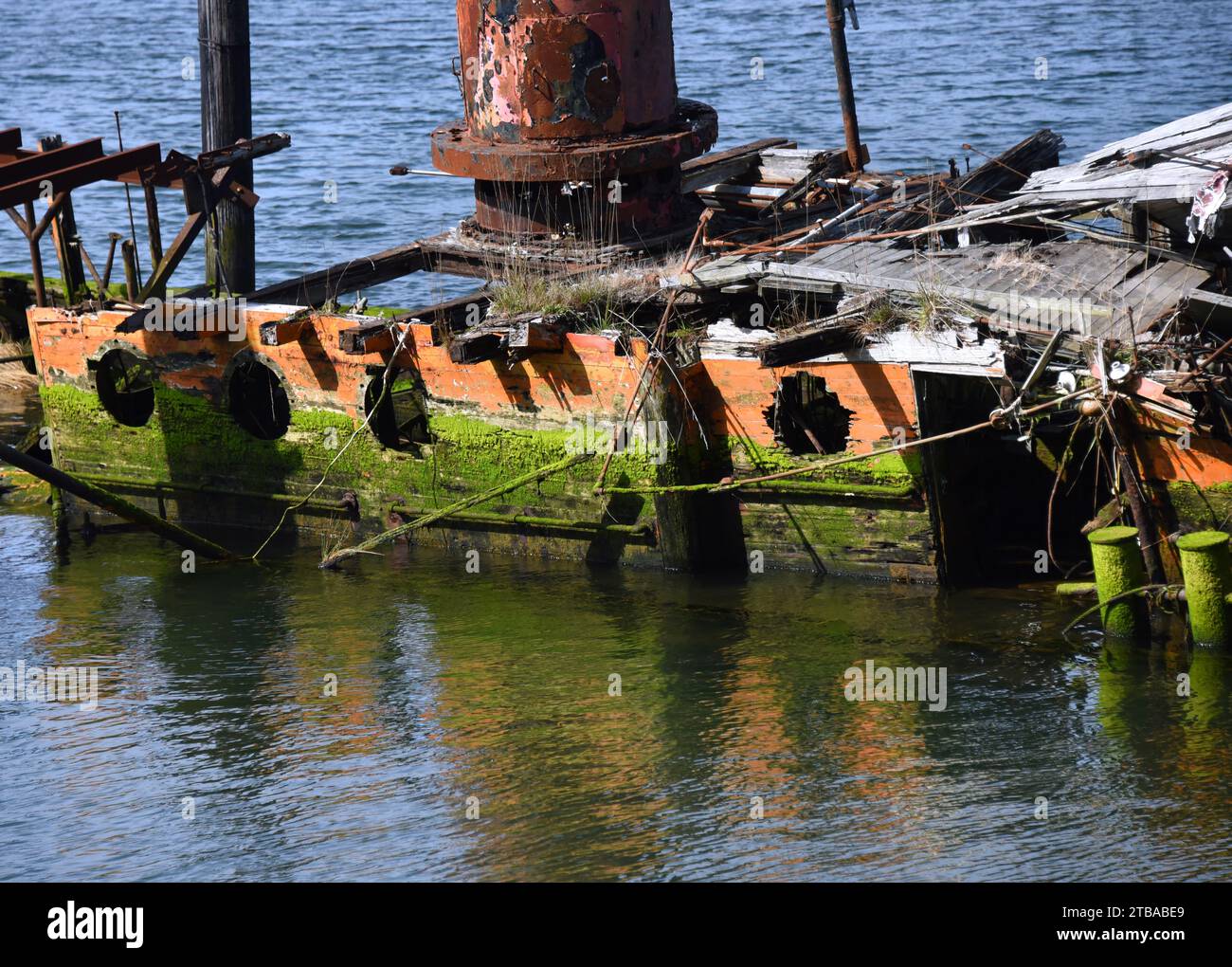 Shipwrecked remains, of the Mary D. Hume Schooner, lays derelict and ...