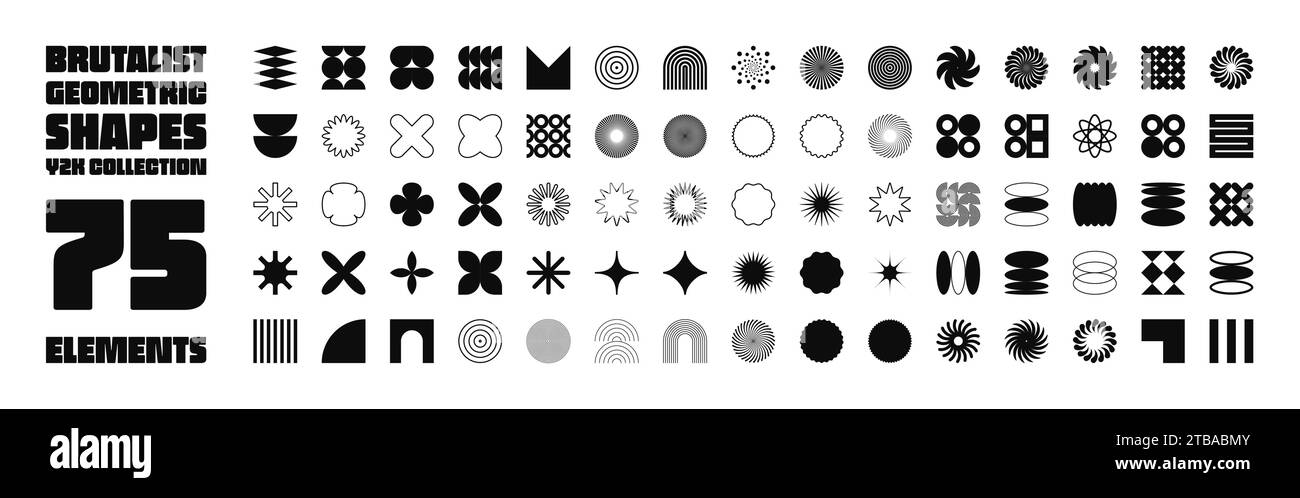 Brutalist geometric shapes, symbols. Simple primitive elements and ...
