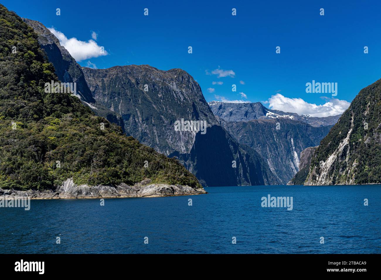 Views of Milford Sound while on a boat to the ocean Stock Photo - Alamy
