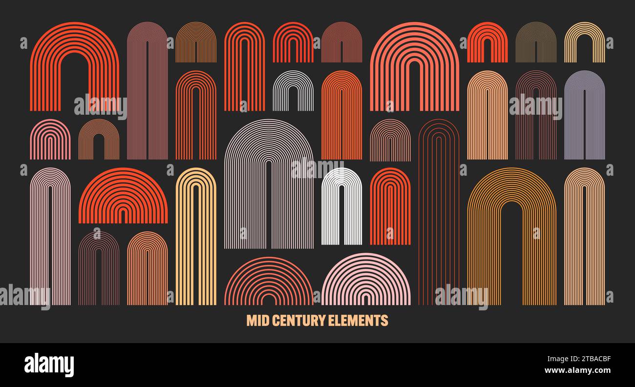 Mid century arch elements, modern geometric shapes. Contemporary design ...