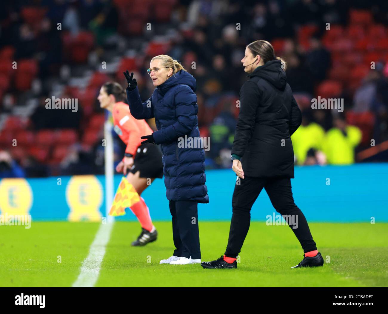 England manager Sarina Wiegman gestures on the touchline during the ...