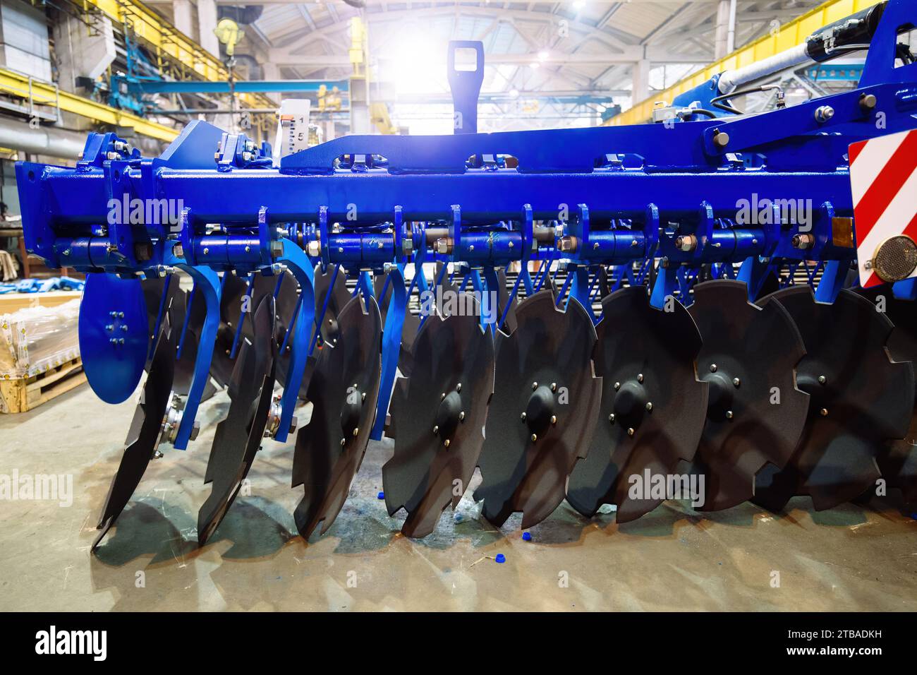 Modern manufactured agricultural disc cultivator in factory Stock Photo ...
