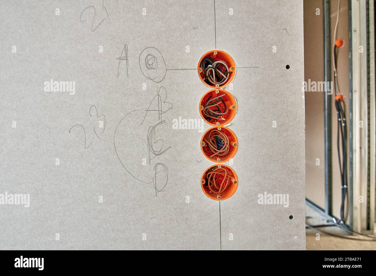 electrical installation with flush-mounted boxes, interior fittings ...