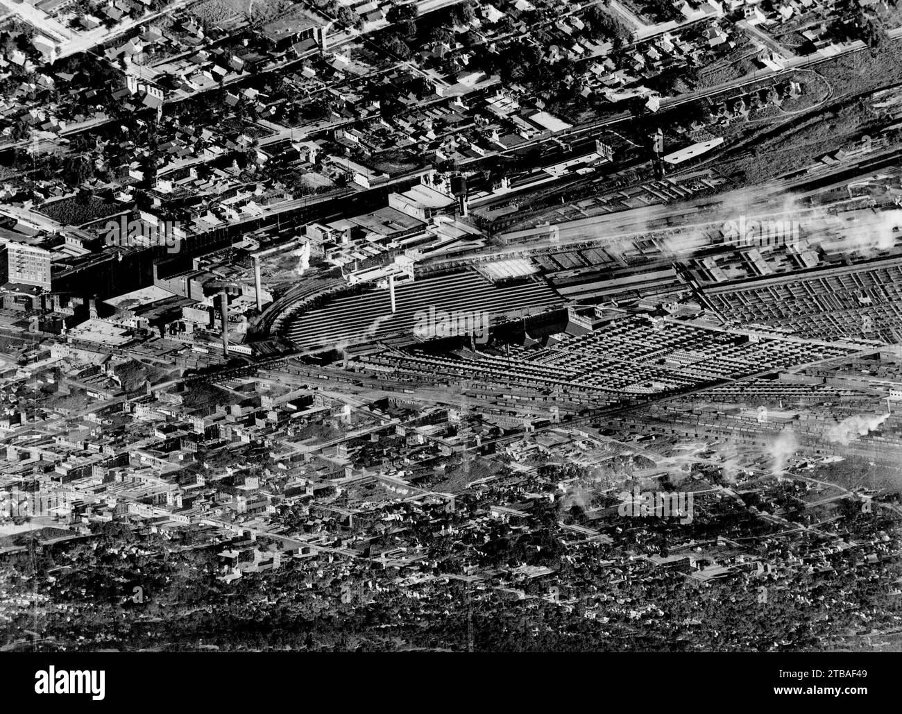 Aerial view of stockyards Black and White Stock Photos & Images - Alamy