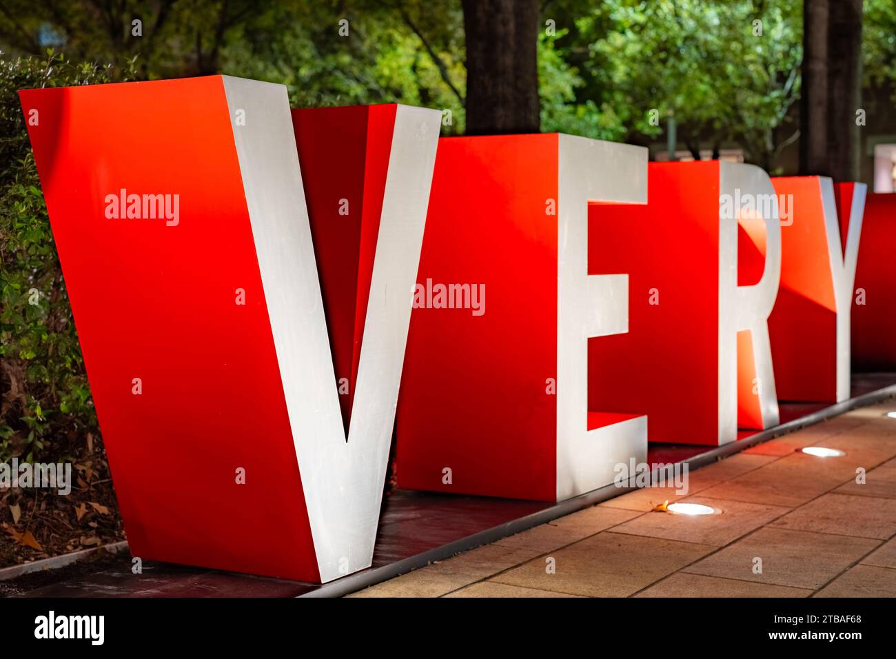 Red and gray three-dimensional 3d letters forming the word VERY with an ...