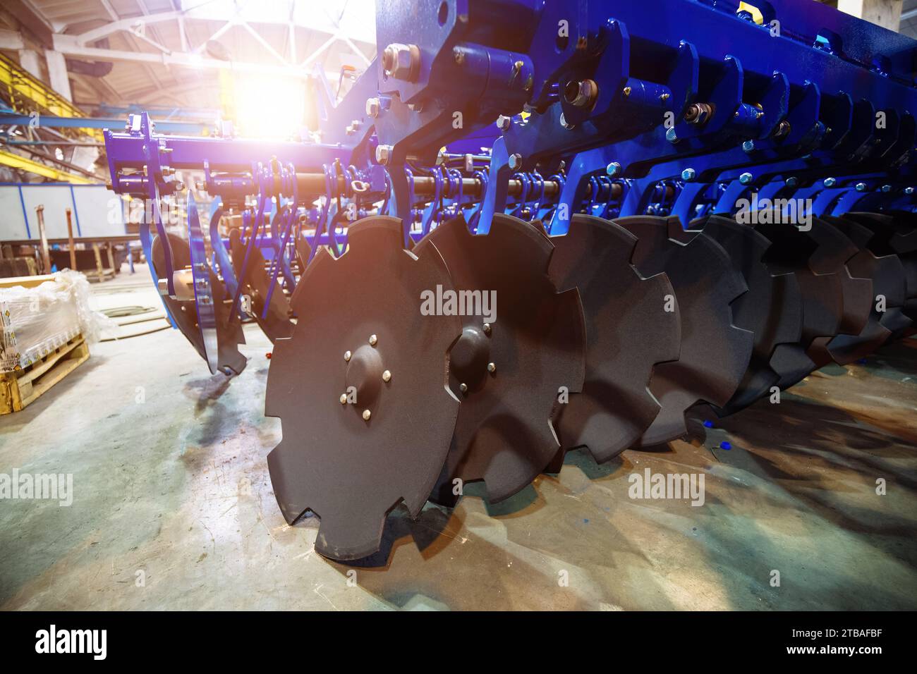 Modern manufactured agricultural disc cultivator in factory Stock Photo ...
