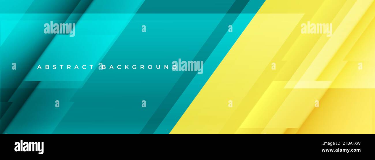 Turquoise and yellow modern abstract wide banner with geometric shapes ...