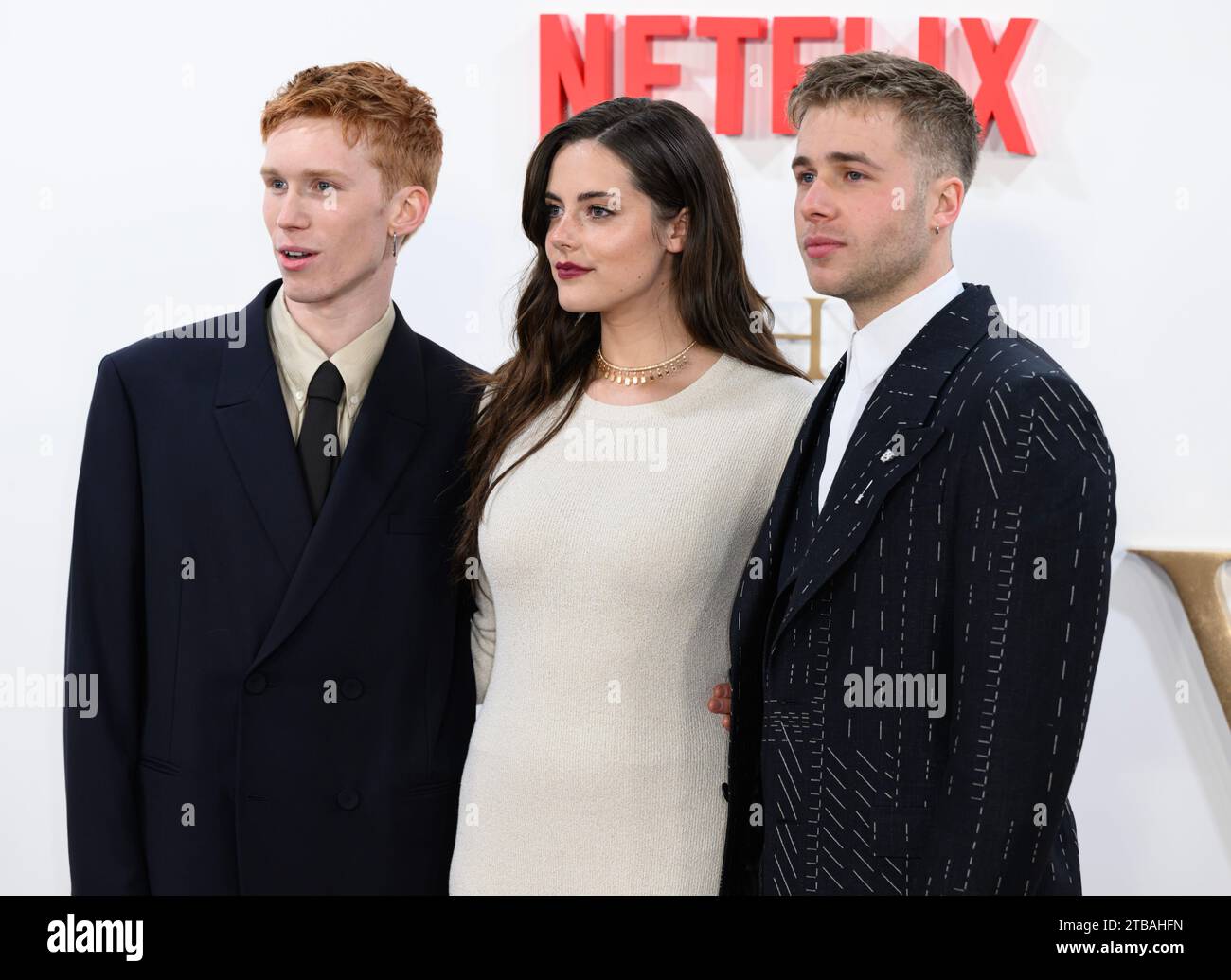 London, UK. December 5th, 2023. Luther Ford, Meg Bellamy and Ed McVey ...