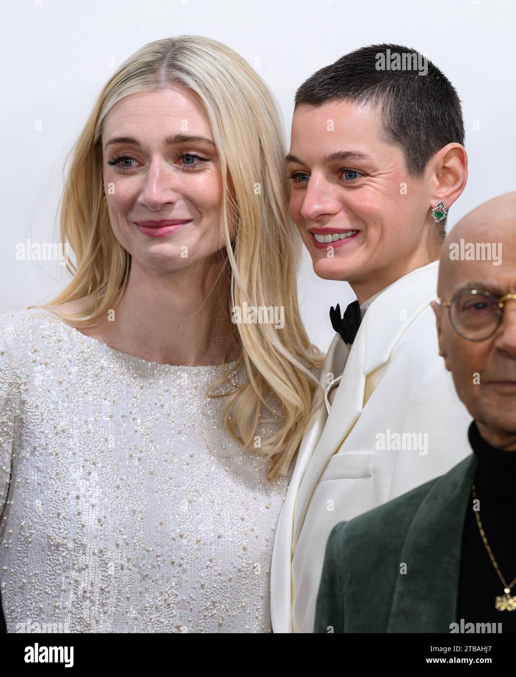 London, UK. December 5th, 2023. Elizabeth Debicki and Emma Corrin ...