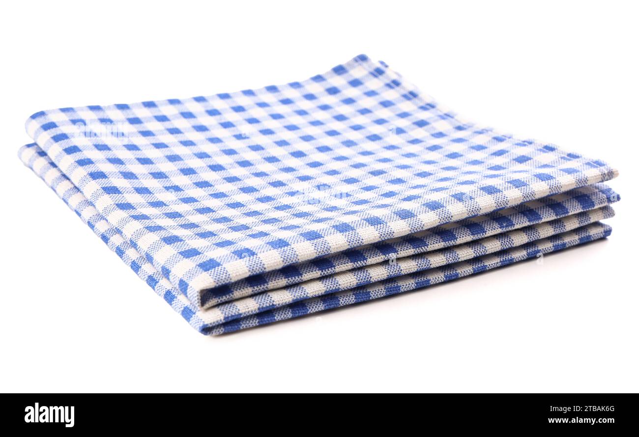 Clean checkered napkins on white background Stock Photo - Alamy