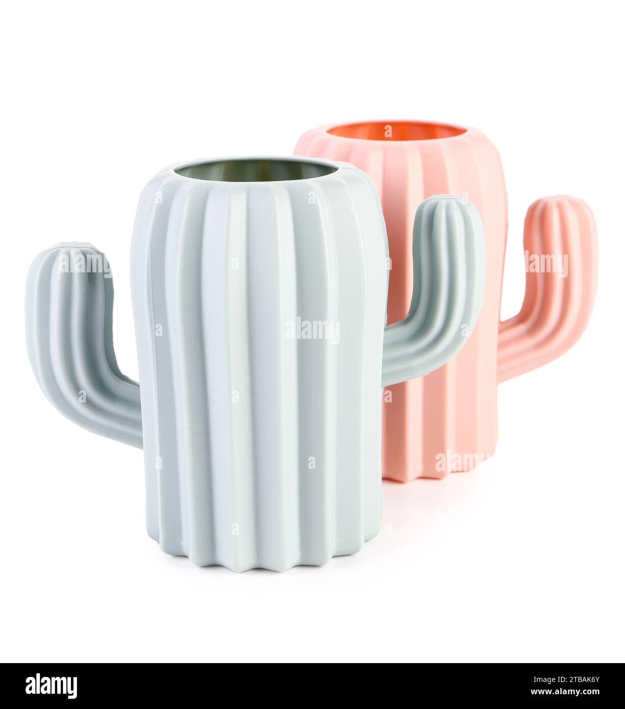 Holders in shape of cactus on white background Stock Photo - Alamy