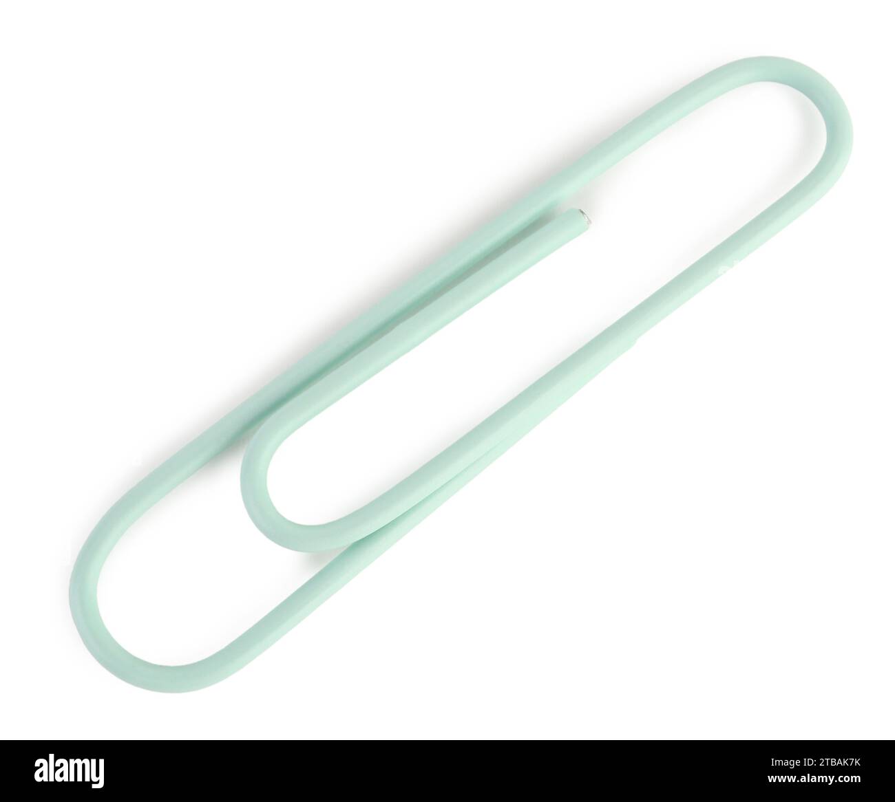 Green paper clip isolated on white background Stock Photo - Alamy