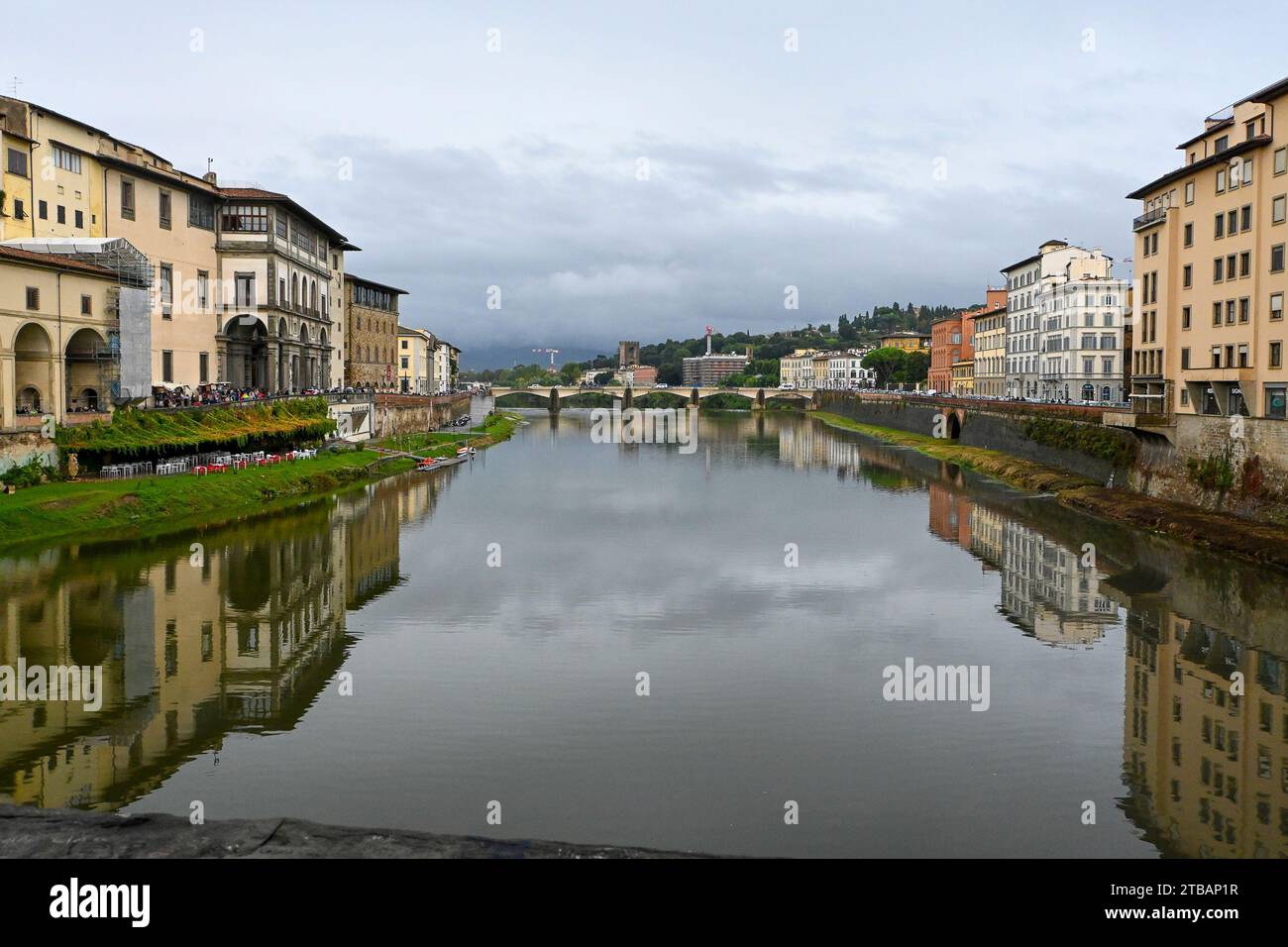 FLORENCE, ITALY - OCTOBER 24: A view of the Arno river from the Ponte ...