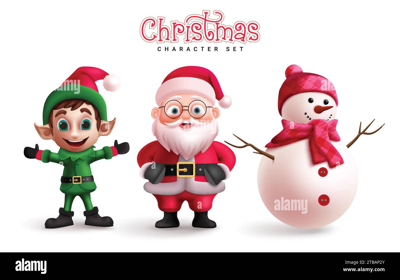 Christmas characters vector set design. Christmas santa claus, reindeer ...