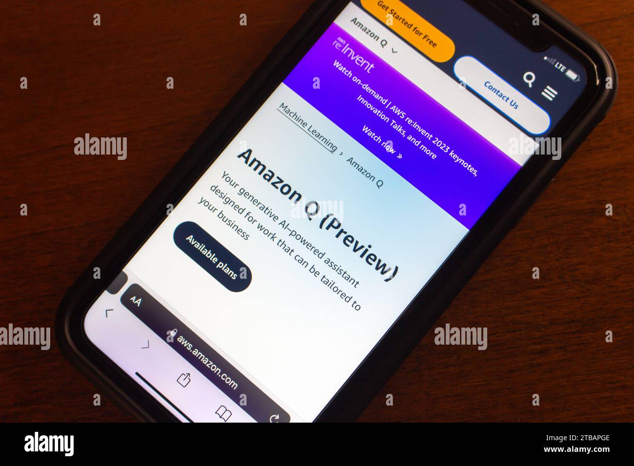 A post “Amazon Q (Preview)” from Amazon Q website seen in iPhone ...