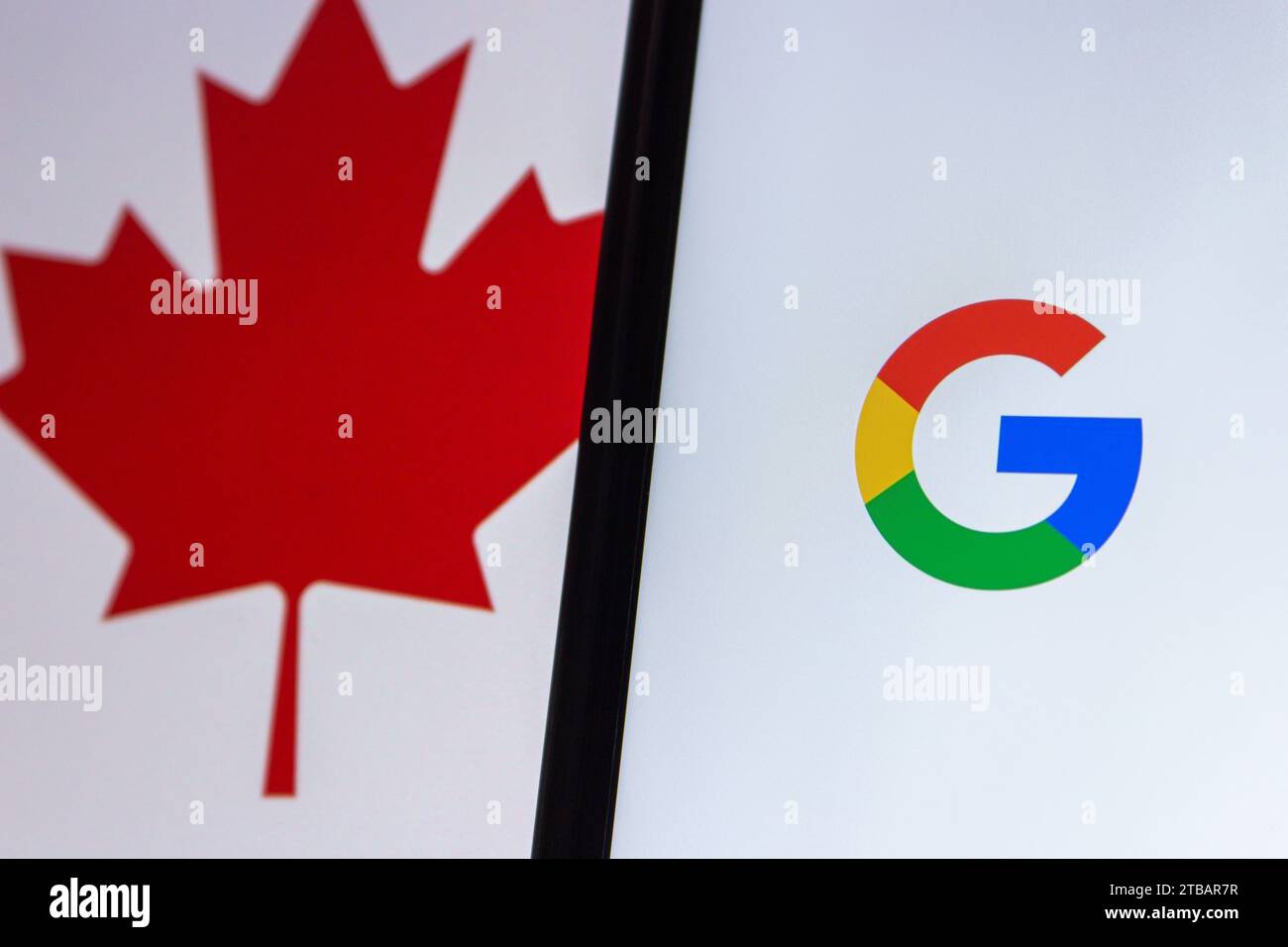 Vancouver, CANADA - Dec 4 2023 : Google logo seen in iPhone screen on ...