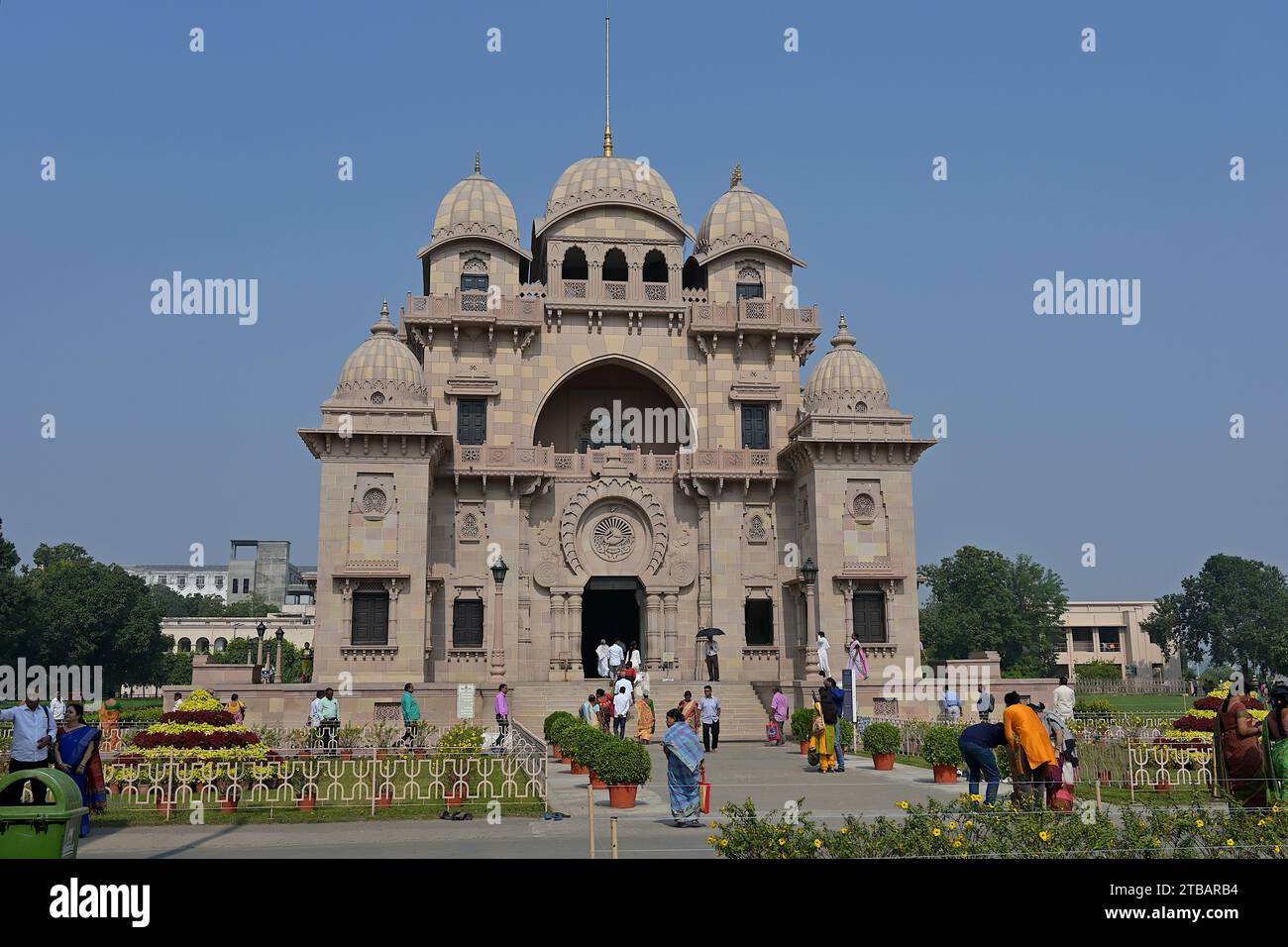 Facade of the Ramakrishna temple at the Belur Math, which features an ...