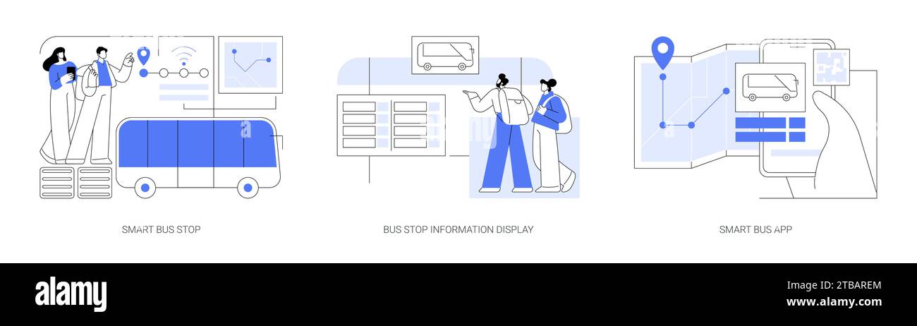 Smart city public transportation isolated cartoon vector illustrations ...