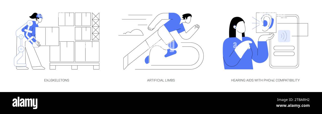 Human augmentation isolated cartoon vector illustrations se Stock ...