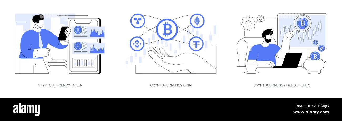 Cryptocurrency market isolated cartoon vector illustrations se Stock ...