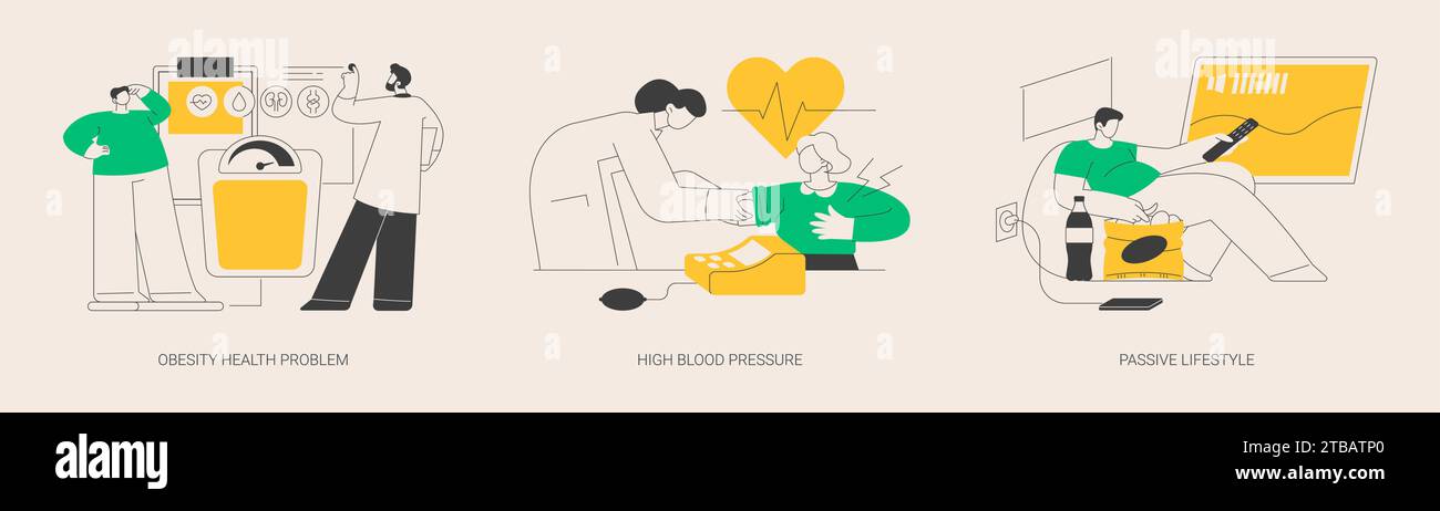 Inactive lifestyle problems abstract concept vector illustrations Stock ...