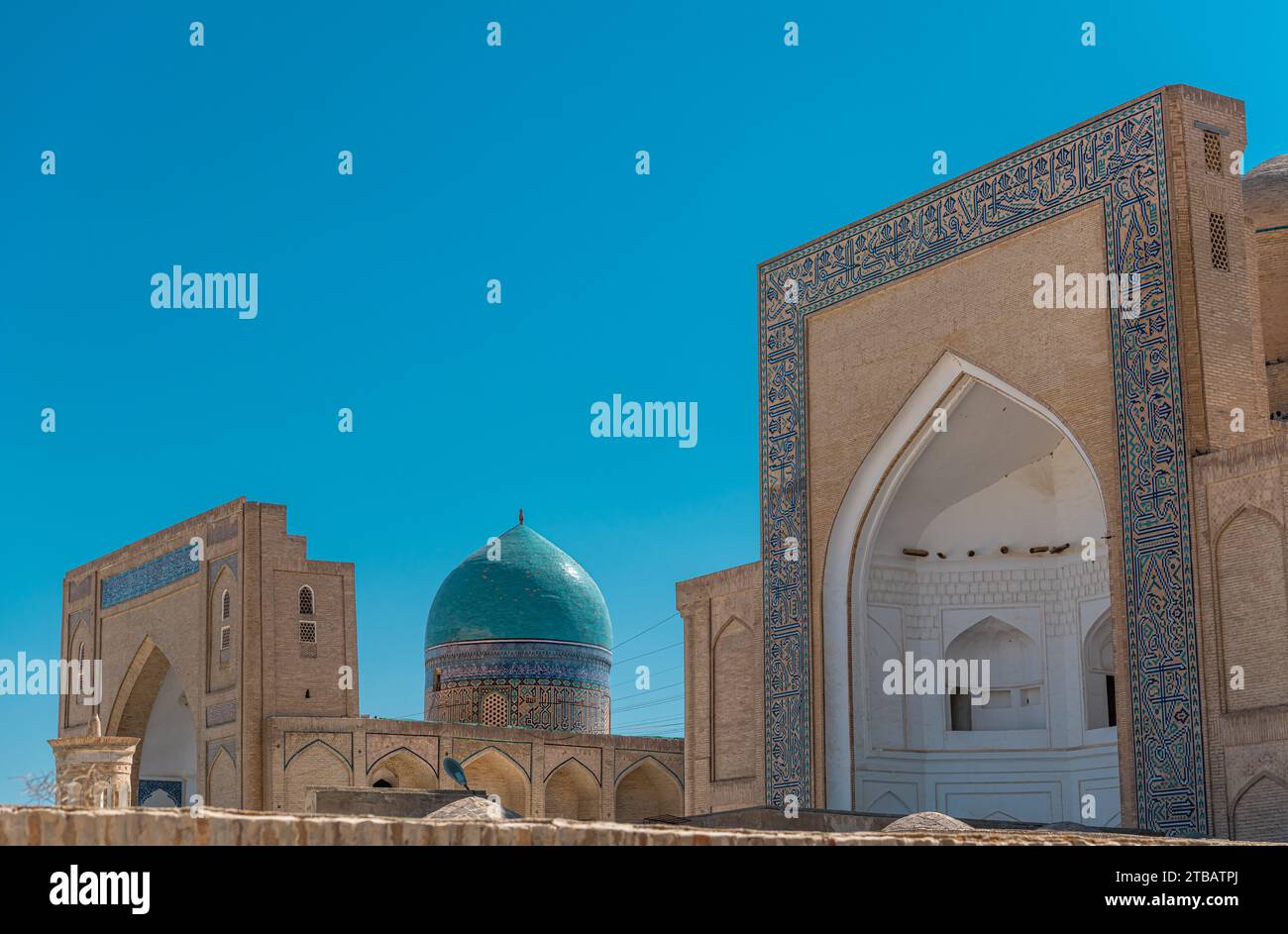 JUNE 27, 2023, BUKHARA, UZBEKISTAN: Panorama of medieval Muslim tombs and mosque in the Chor ...