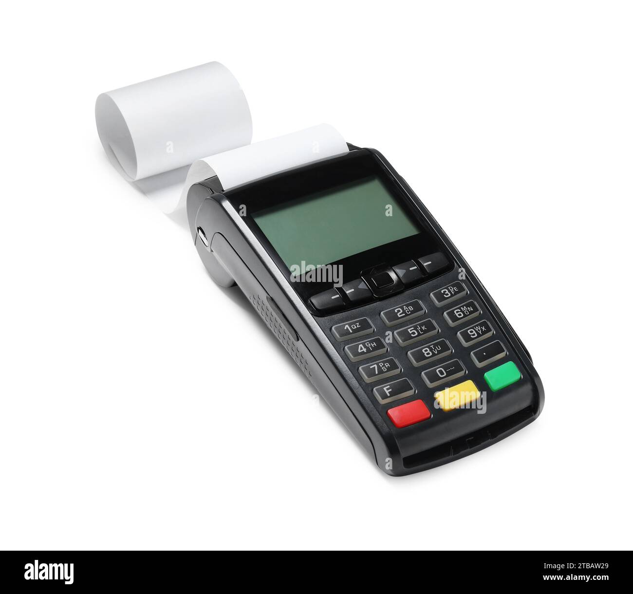 Payment terminal with thermal paper for receipt isolated on white Stock ...