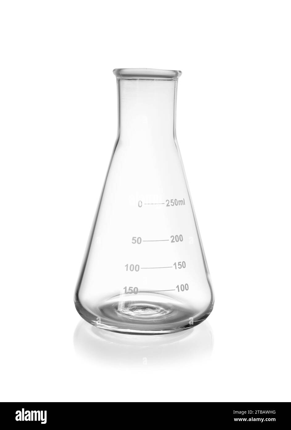 One empty laboratory flask isolated on white Stock Photo - Alamy