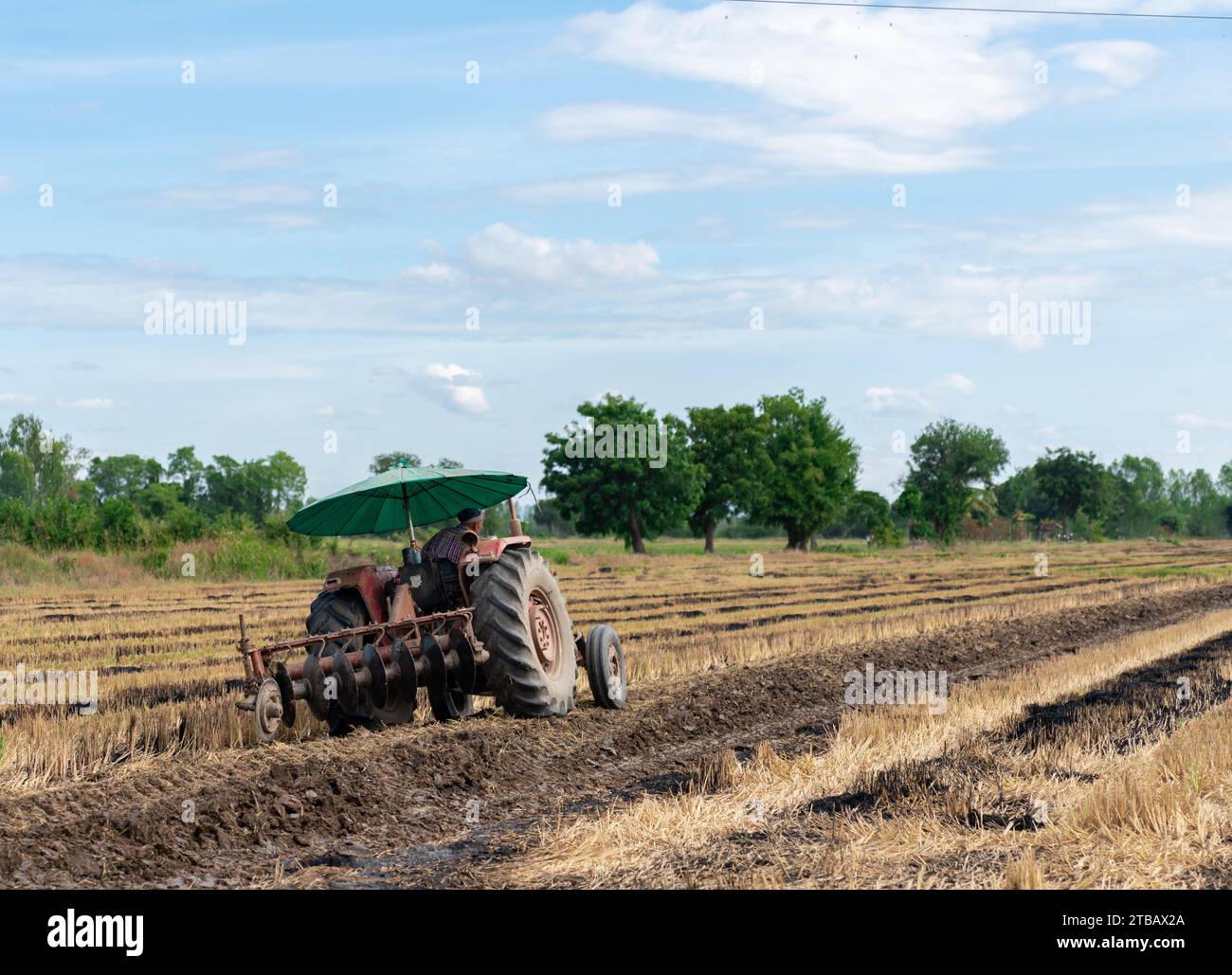 Agricultural work with tractors, autumn work in the field Stock Photo ...