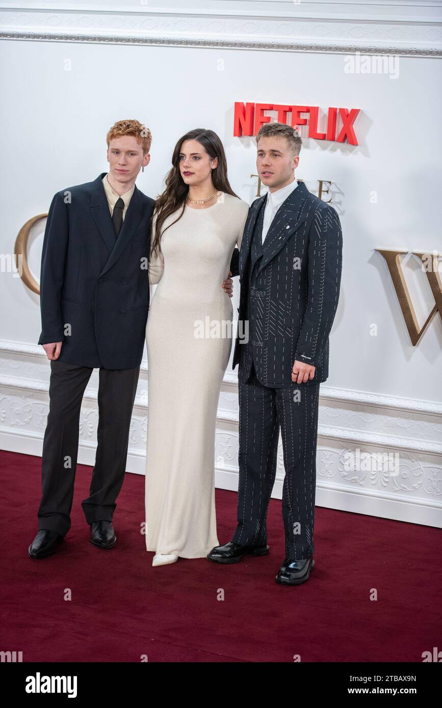 London, UK. 05th Dec, 2023. Luther Ford, Meg Bellamy, and Ed McVey ...