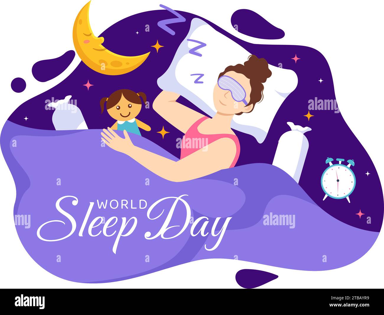 World Sleep Day Vector Illustration on March 15 with People Sleeping ...
