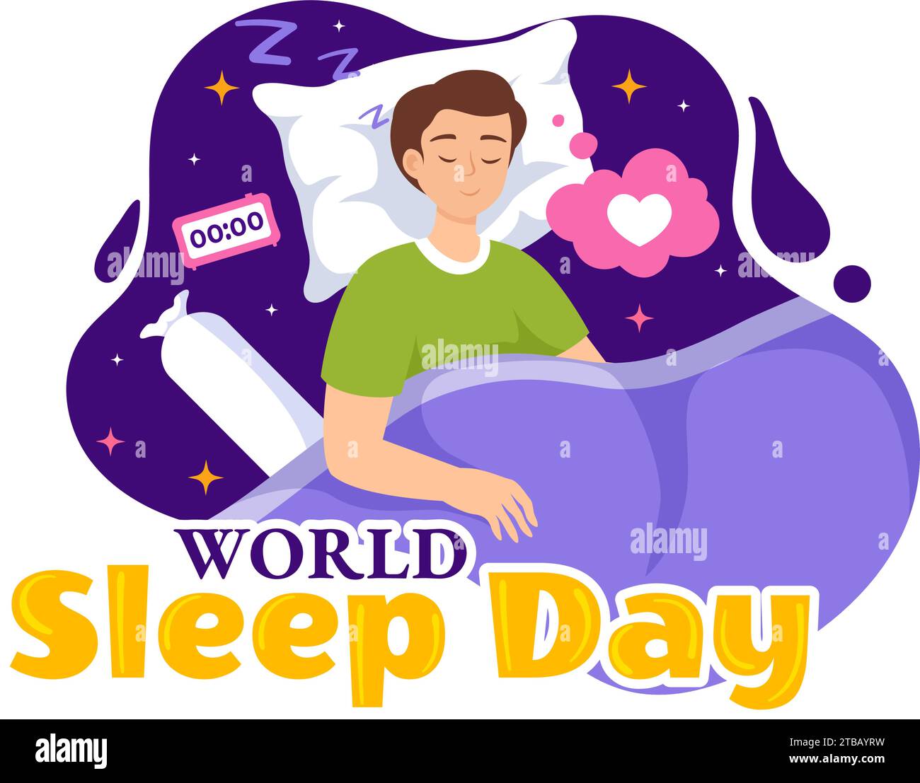 World Sleep Day Vector Illustration on March 15 with People Sleeping ...