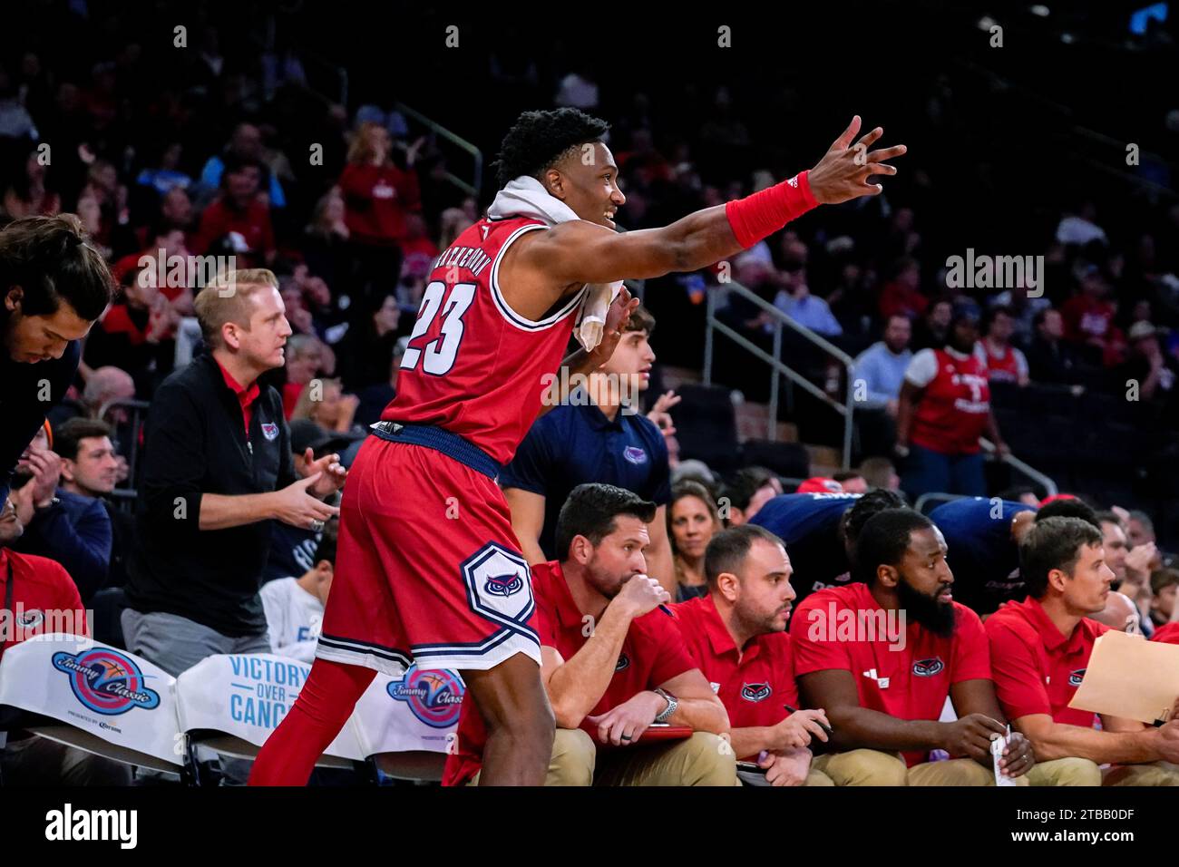 Florida Atlantic guard Brandon Weatherspoon (23) celebrates a teammate ...