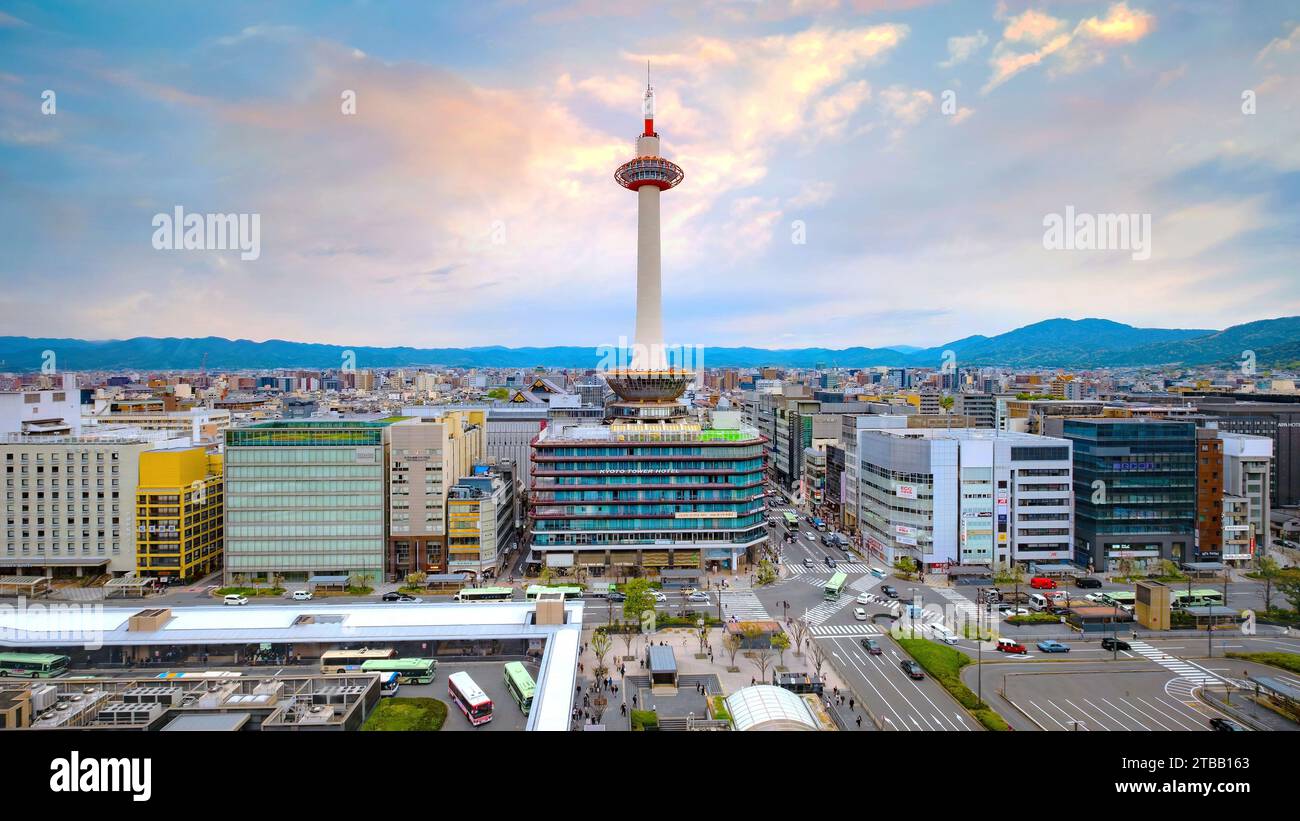 Kyoto, Japan - April 6 2023: Kyoto Tower completed in 1964 it's the tallest structure in Kyoto ...