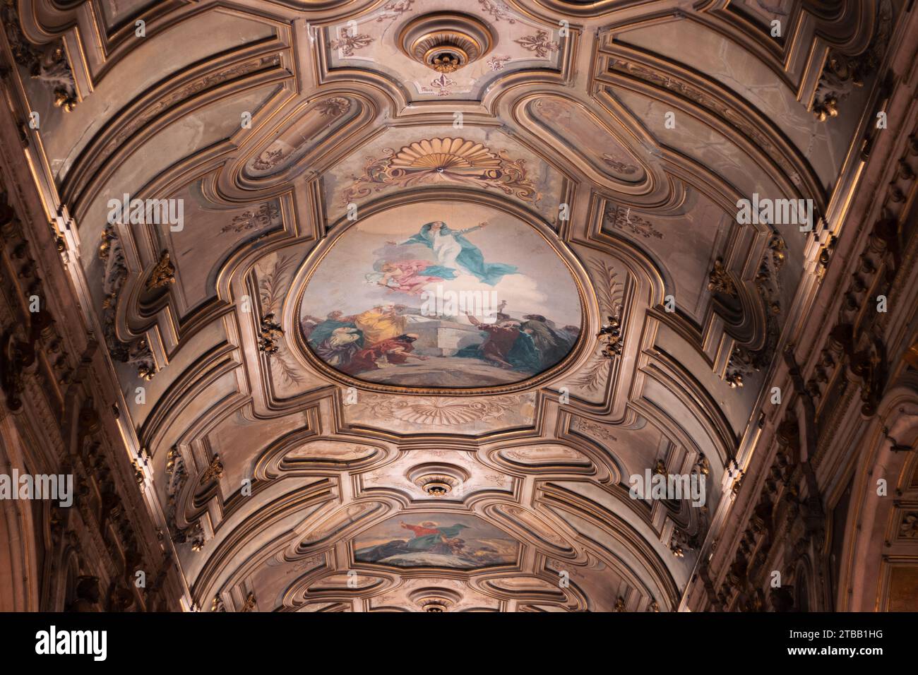 fresco paintings with many angels, gods, Jesus, etc. in the sky. in an ...