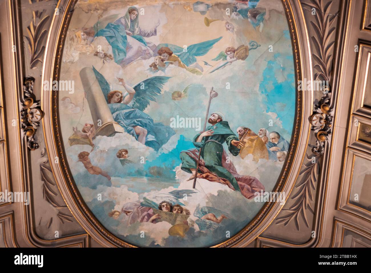 fresco paintings with many angels, gods, Jesus, etc. in the sky. in an ...