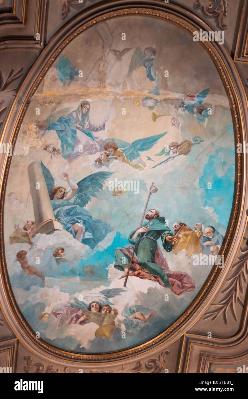 fresco paintings with many angels, gods, Jesus, etc. in the sky. in an ...